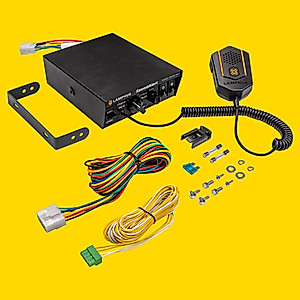 SoundAlert 100W Emergency Police Siren Amplifier [2 x 20A Switch Control] [Hands-Free Air Horn] [PTT Mic] [Radio Rebroadcast] Warning PA System for Emergency Vehicles Trucks Cars Warning Lights