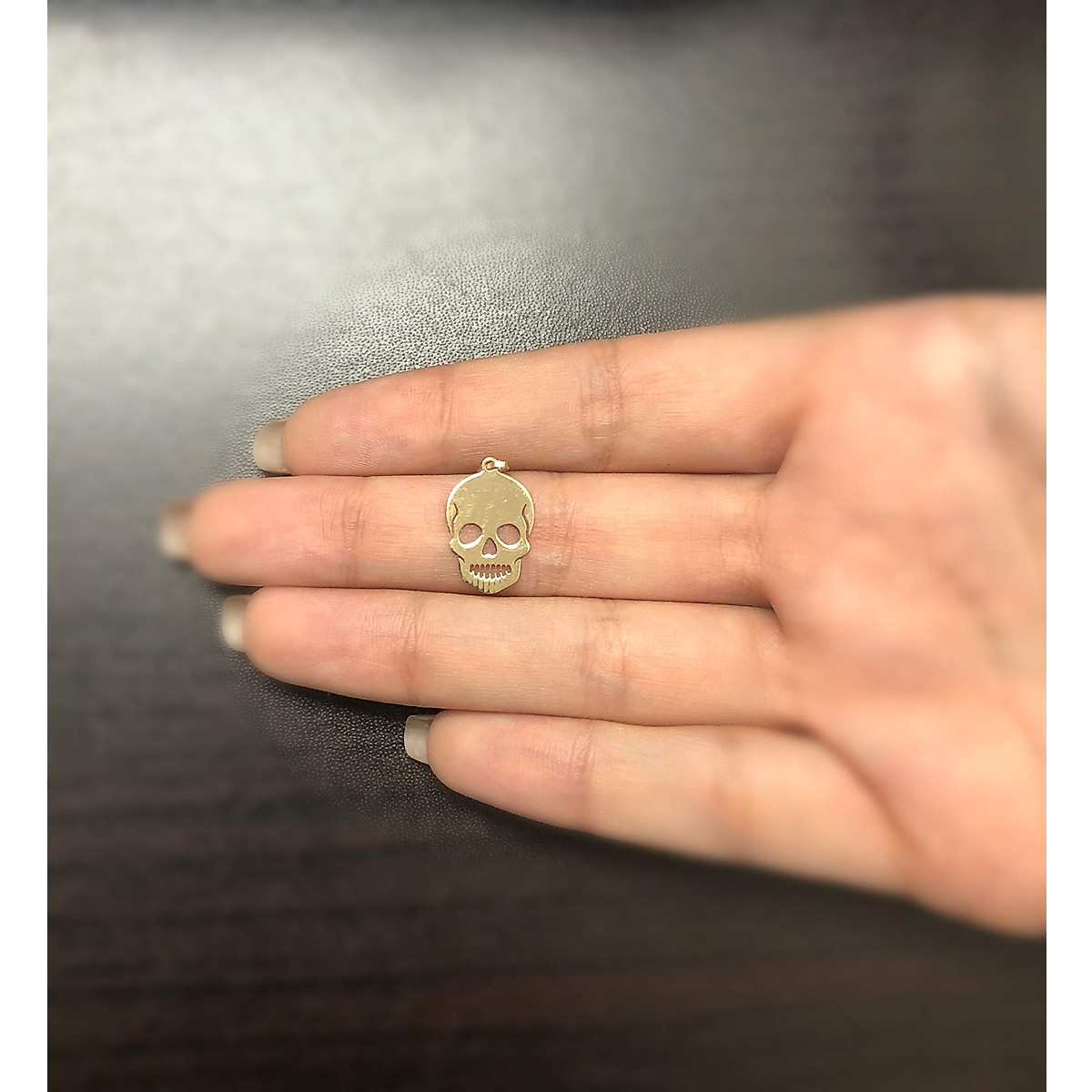 Carol Jewelry 14k Solid Yellow Gold Skull Shaped Pendant for Necklace for Men, Boys, Women, and Girls