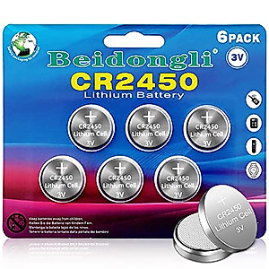 Beidongli CR2450 Battery 3V Lithium (6PACK)【5-Year Warranty】