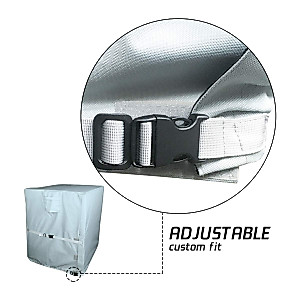 LBG Products Square Air Conditioner Cover for Central AC Outdoor Condenser Units, Heavy Duty All Weather Protection, 32L x 32W x 36H inches,Grey Color with Light Blue