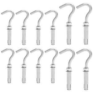 Biaungdo 12 Pack M6 M8 Open Cup Expansion Hook, Stainless Steel Concrete Wall Hook Heavy Duty Expansion Bolts for Wall Concrete Brick and Anchor