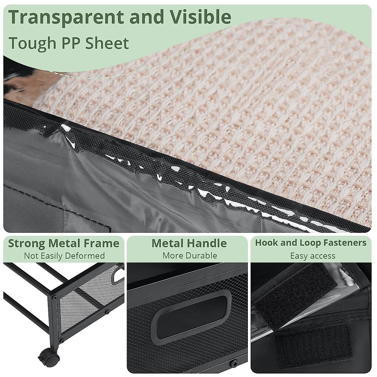 Honeier Under Bed Storage with Wheels 2 Pack, 45L Under Bed Storage Drawers with Clear Lid, Large Under Bed Storage Containers movable Storage Organizer for Bedding Duvets Blankets Clothes Shoes