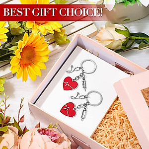 Yinkin 36 Pcs Nurse Keychains Bulk Nurses Week Gifts Keyrings with Red Heart Syringe Stethoscope Pendant Nurse Party Favors RN Thank You Gifts for Women Nurse Day Graduation Students