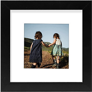 Golden State Art, 6x6 Square Wood Frame - White Mat Fit 4x4 inch Instagram Smartphone, Family Collage Photo - Wall Hanging - Real Glass - for Gift, Home (Black)