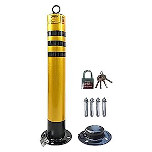 BYZOM Removable Car Parking Space Lock Bollard High 750mm Parking Bollard with Padlock & Screw Parking Barrier Post Easy Installation