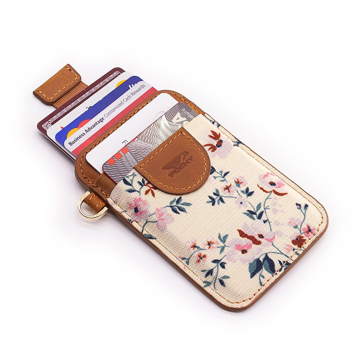 POCKT Slim Card Holder Wallet For Men and Women - Minimalist Front Pocket Wallet Elastic Credit Card Holder Genuine Leather RFID Blocking Card Case Wallets | Bloom