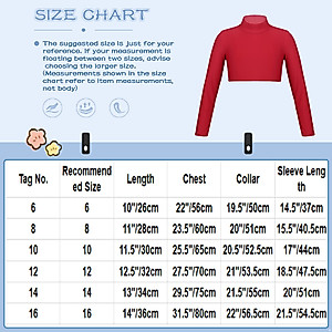 ranrann Kids Girls Long Sleeves Athletic Crop Top Mock Neck Yoga Active Sports Gymnastic Ballet Dance Dancewear Light_Blue 10