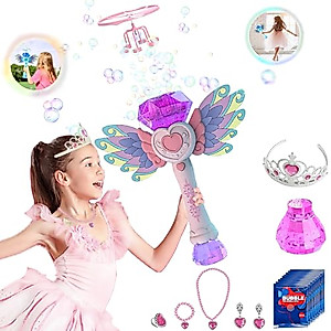 Bubble Wand for Kids Girls - Princess Bubble Wands Toddler Bubble Machine Wands Blower Age 3 4 5 6 7 8 Years Old Girl Gifts for Birthday Children's Day Party Summer Outdoor Toys Pink