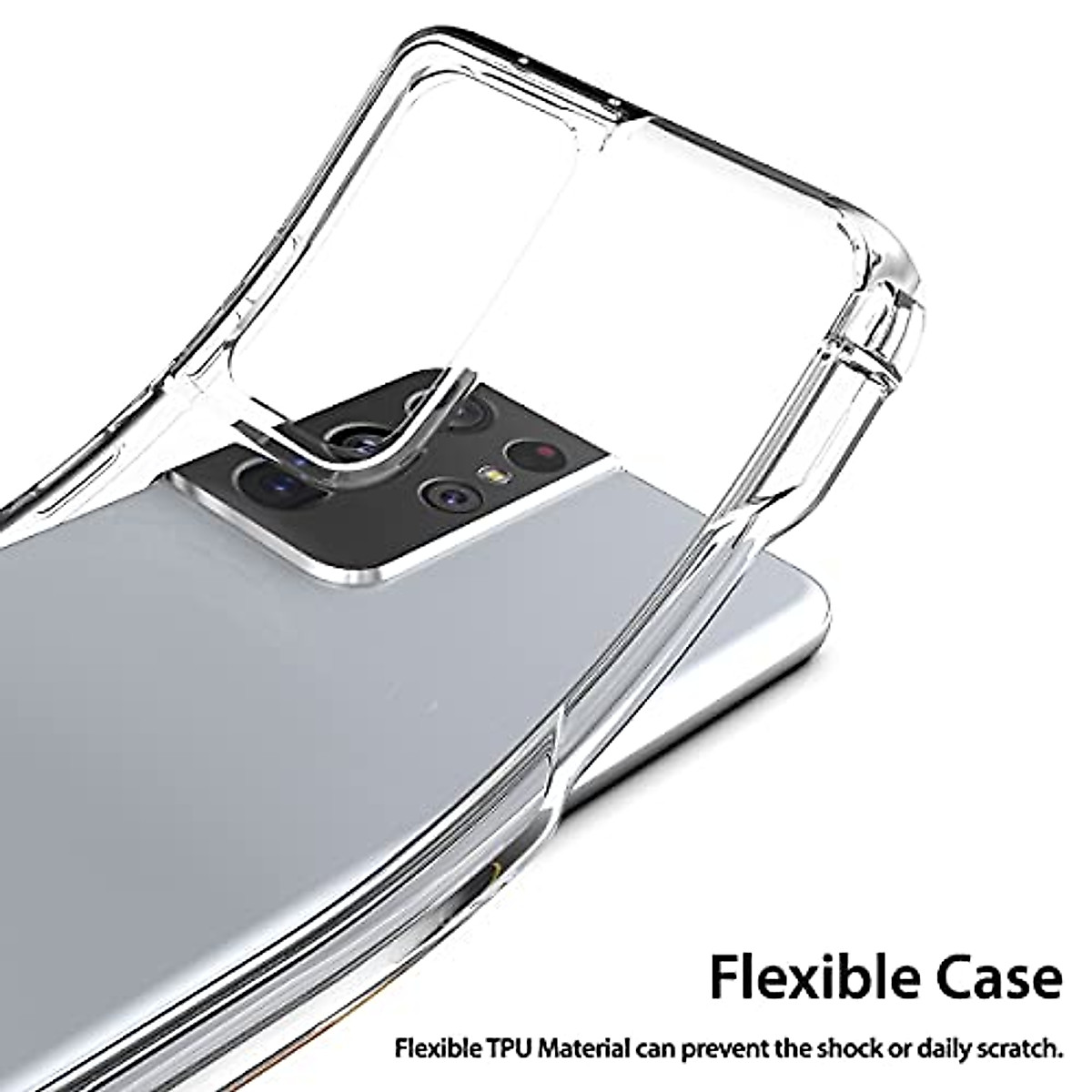 araree FLEXIELD Pen Convenient S-Pen Slot Clear Transparent Flexible Cover Compatible with Samsung Galaxy S21 Ultra Flexible Full Protective Case