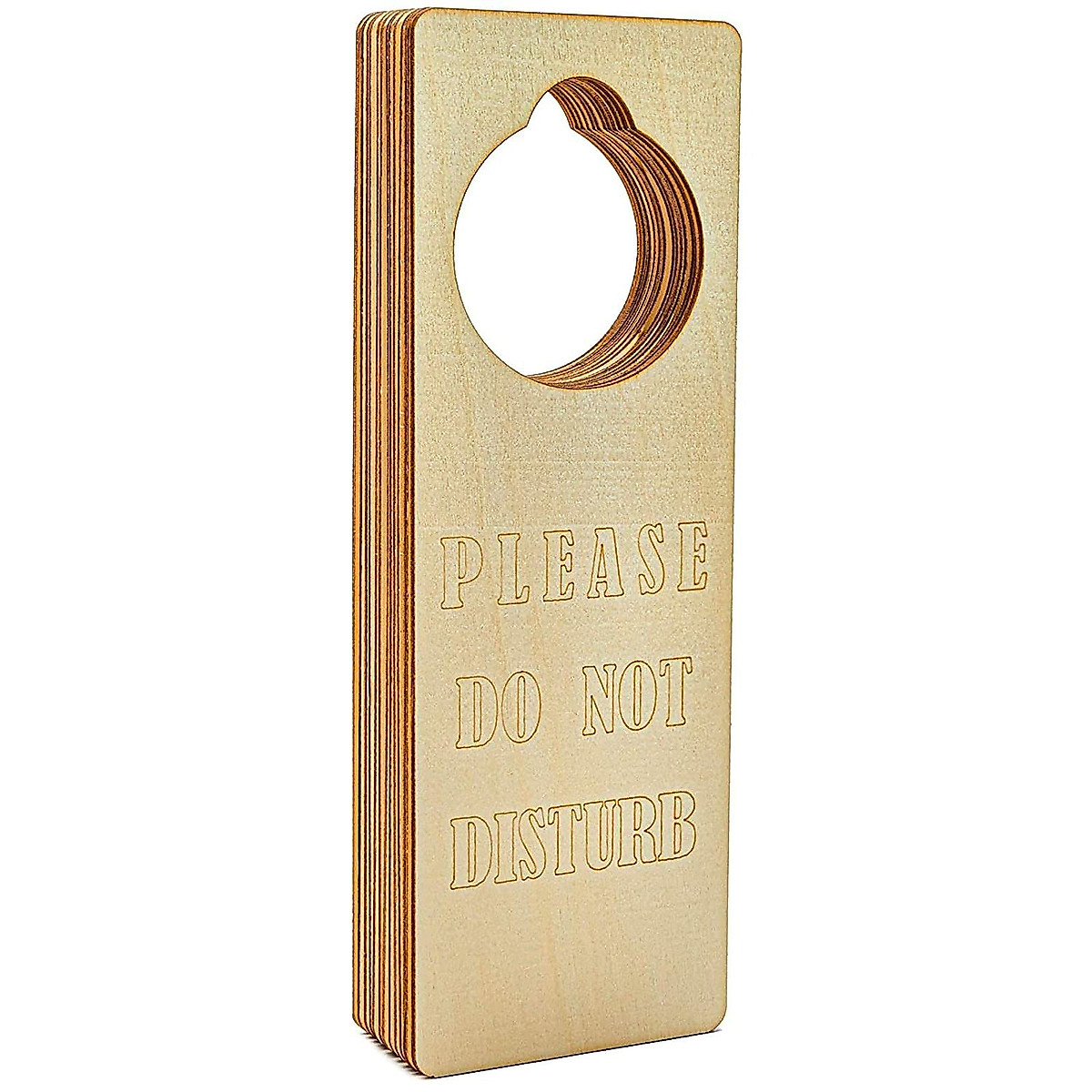 Wooden Door Knob Hanger, Please Do Not Disturb (3.25 x 9.5 in, 12-Pack)