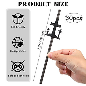 30 Pcs Rip to My 20s Birthday Decorations 30th Birthday Paper Straw Decor Birthday Straws Death to My 20s Decorations with Black Glitter Cut-out, 7.8 Inch (Classic Style)