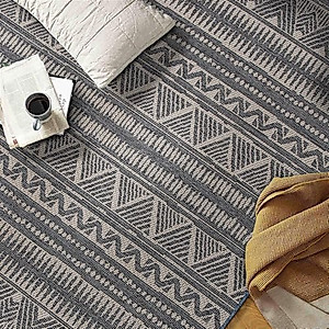Rugshop Geometric Bohemian Indoor Outdoor Rug – Bohemian Area Rug/Outdoor Rug Deck Rugs, Non-Shedding Balcony Rugs, Boho Patio Rug, 7'10" x 10' Blue