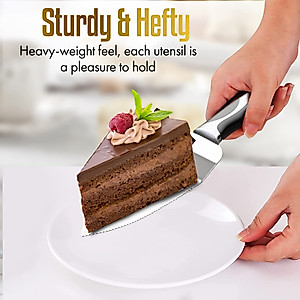 LUSHIG Wedding Cake Knife and Server Set, Stainless Steel Cake Serving Set with Non Slip Swirl Grip, One Piece Construction Cake Cutter Slicer And Server Spatula For Weddings, Anniversaries, Birthday