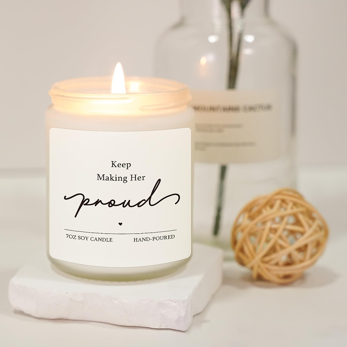 Sympathy Gifts, Keep Making Her Proud Christmas in Heaven Memorial Candle Gifts, Bereavement Gift for Loss of Loved One, Anniversary of Passing, Remembrance Gift for Loss of Mom, Grandma, Sister, Wife