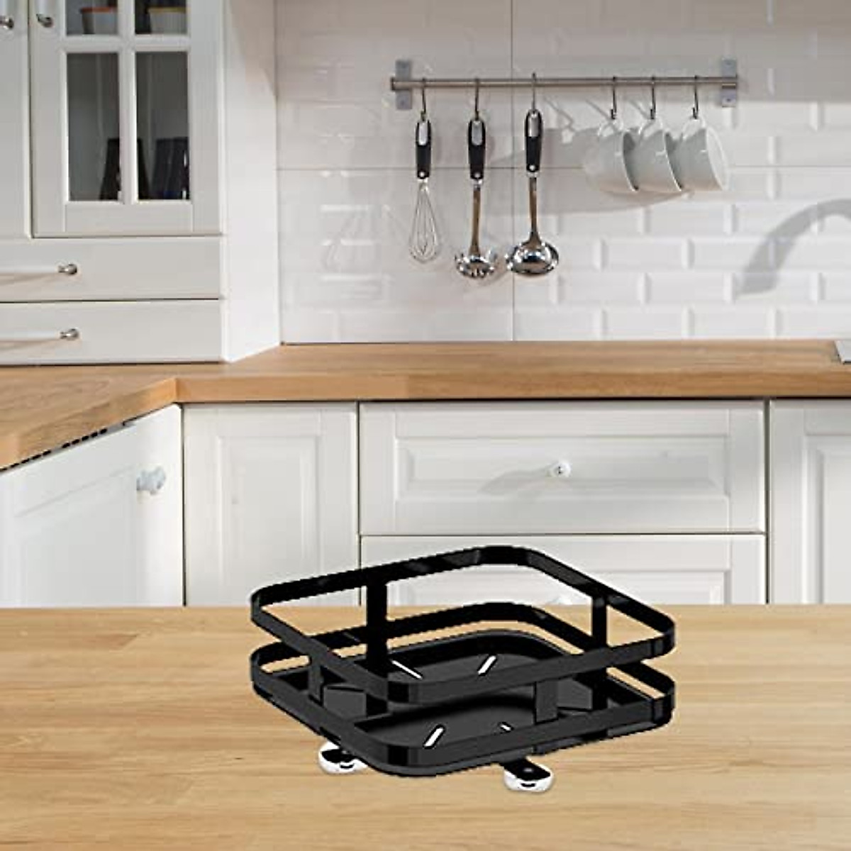 Fenteer Turntable Spice Rack Lazy Susan,360°Rotating Spice Racks for Kitchen Cabinet,Turntable Organizer for Cupboard, Refrigerator, Bathroom, Cosmetic, Table, Square 1 Tier