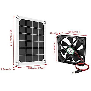 Solar Powered Fan, 6V 10W Solar Panel Exhaust Fan Waterproof Solar Power Extractor Fan USB Solar Panel Greenhouse Fan, for RV Greenhouse Pet House Chicken House
