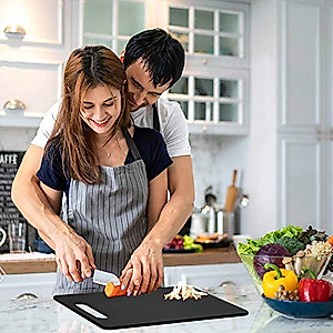 Fotouzy Plastic Utility Cutting Board with Handles, Food Safe PP Material, BPA Free, Dishwasher Safe, Thick Chopping Board, Large Size, Easy Grip Handle, for Kitchen (Black)