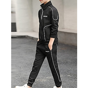 Jugaoge Kids Boys Two Pieces Tracksuits Sweat Suit Long Sleeve Pullover Sweatshirt Sweatpants Activewear Set Black 7-8 Years