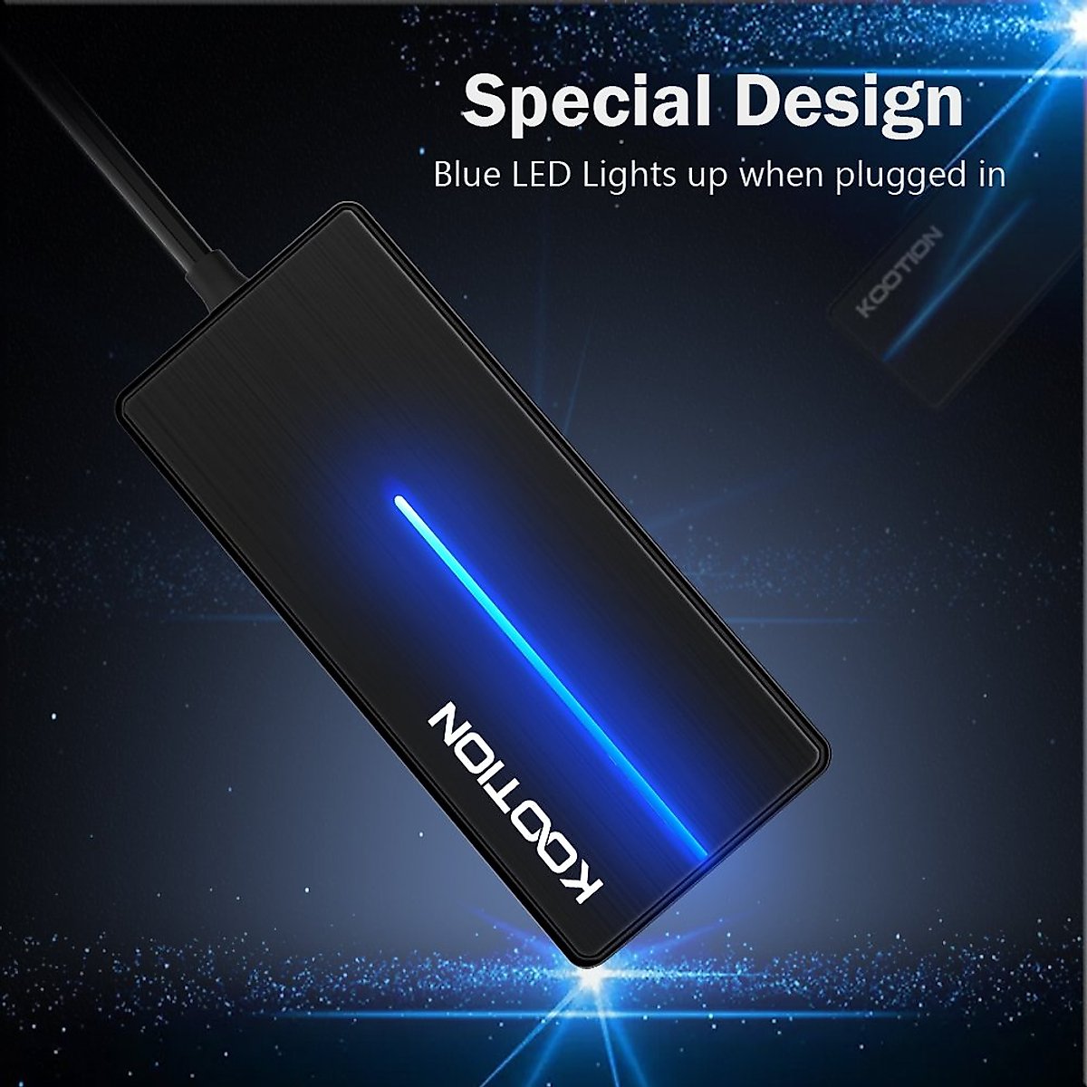KOOTION 4-Port USB 3.0 Hub, Ultra-Slim Data Hub (5Gbps Transfer Speed) with LED Indicator for MacBook, Windows PC, Surface, Mobile HDD, Ultrabook, Flash Drive, Laptop (Black)