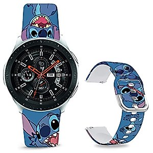 Sjiangqiao Stitch Band Compatible with Samsung Galaxy Watch 5/Watch 42mm/Galaxy Watch 3 41mm/Watch 4 40mm 44mm/Active 2/Gear S2 Classic/Gear Sport/Ticwatch 2 Soft Silicone Chic Cute Cartoon Sports Bands Lovely Style Replacement Strap for Men Women