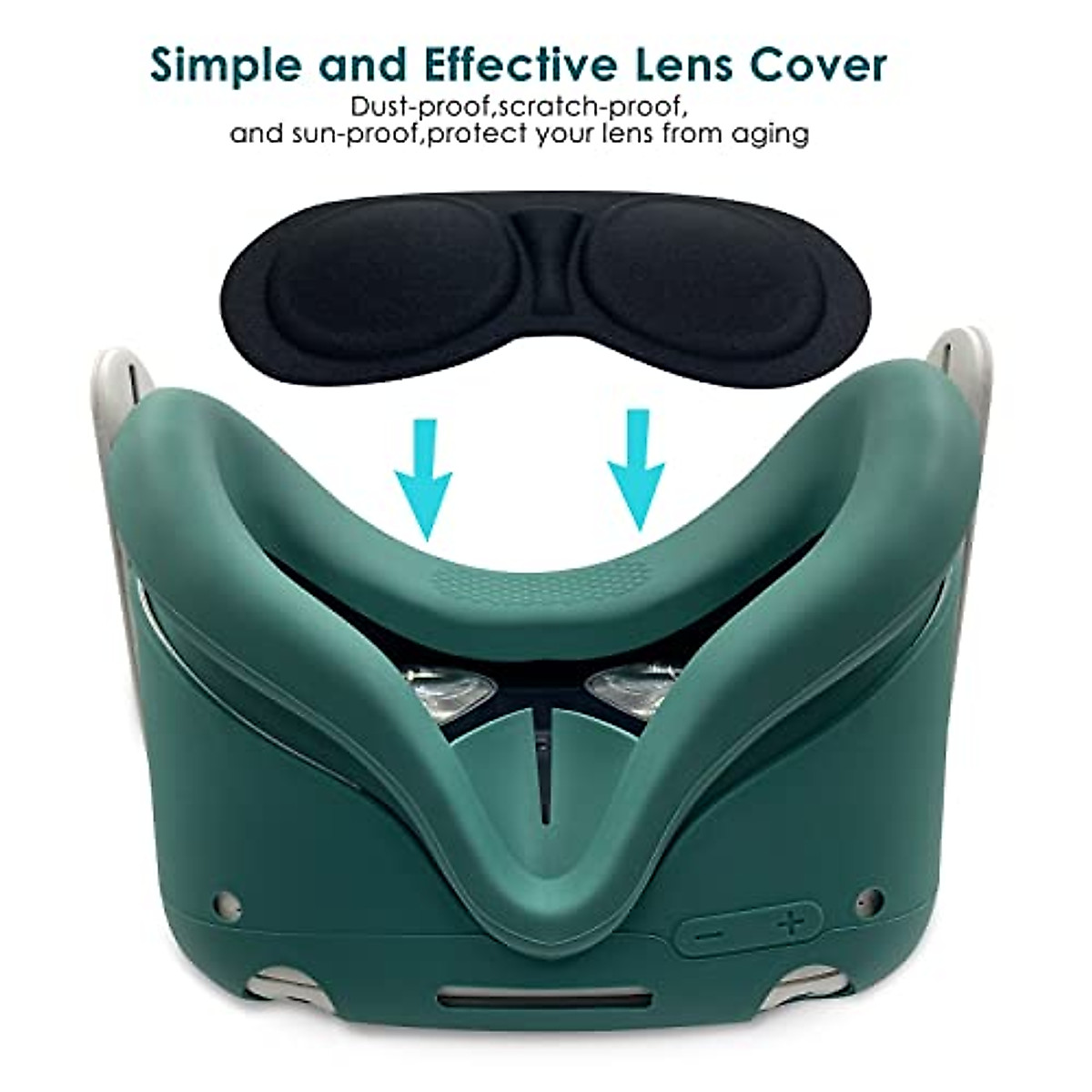 JYMEGOVR for Oculus Quest 2 Silicone Cover, Protective Cover Accessories for Meta VR, Multi Colors Soft Shell Skin, Controller Grips & Face Cover Set (Green)