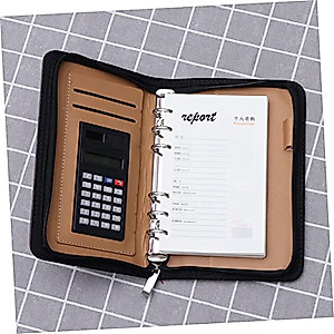 Ciieeo Notepad Calculator Leather padfolio Zippered Leather Portfolio Business Portfolio Zipper Portfolio Business Notepad Business padfolio folders for Binders with Zipper Wallet