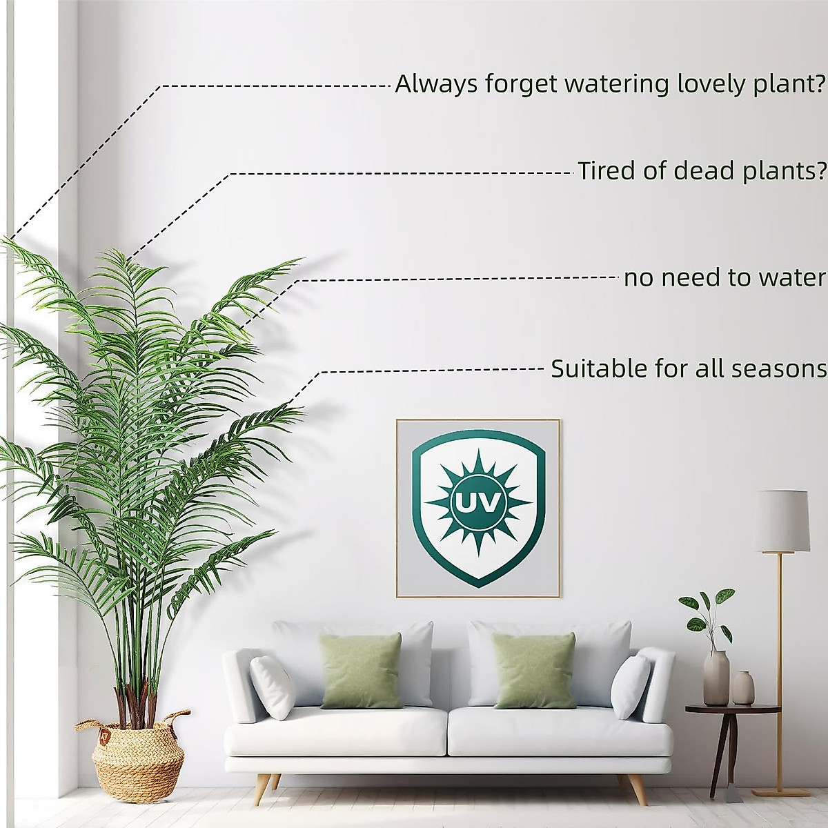 6ft Artificial Palm Plant, Pre-Potted Artificial Plant with Realistic Moss, Built-in Metal Wire, Using Injection molding Technology, Housewarming Gift, Office Home Decoration 2 pc