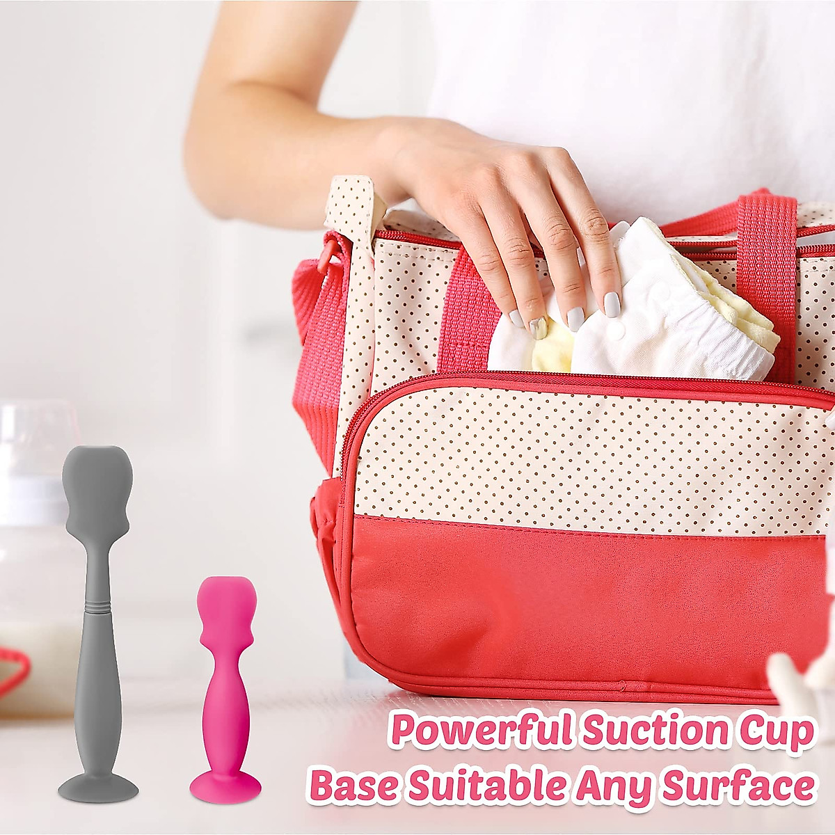 4 Pack Baby Diaper Cream Spatula Applicator Soft Silicone Baby Butt Paste Spatula Mini Rash Cream Brush for Baby Newborn (White, Gray)