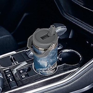 Great White Shark Opens Mouth 30 Oz Tumbler with Handle And Flip Straw, Stainless Steel Vacuum Insulated Travel Mug, Thermal Cup for Coffee, Water, Iced Drinks, Fits Car Cup Holders (Home, Sports)