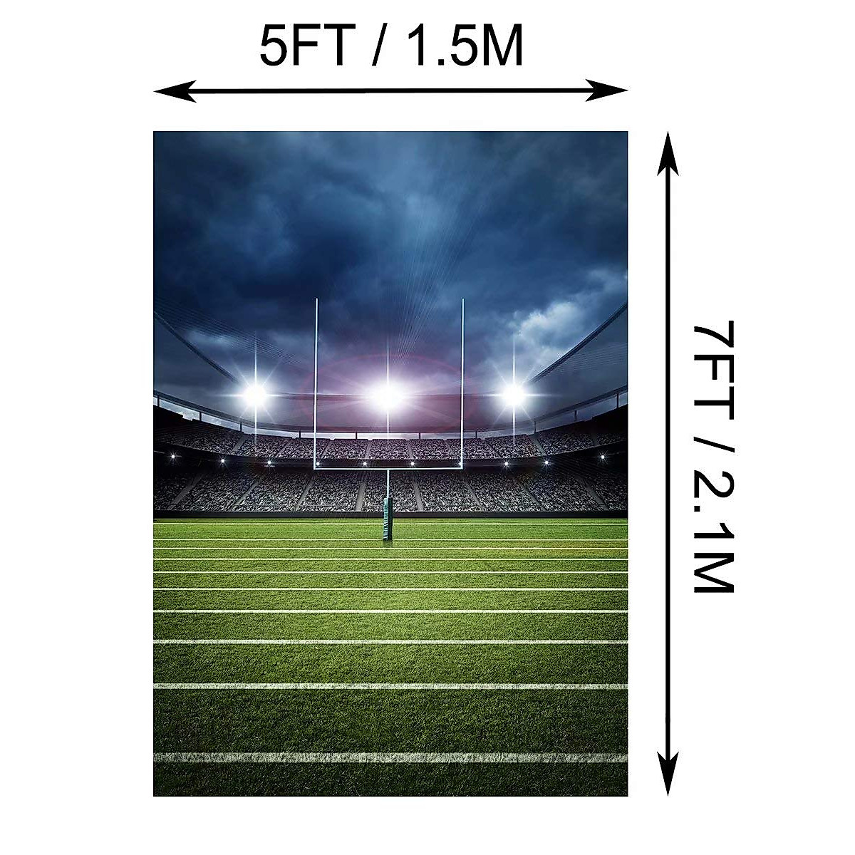 BELECO 5x7ft Fabric Football Backdrop Green Football Stadium Sports Photography Backdrop for Football Theme Baby Shower Birthday Party Decorations Kids Adults Games Photo Background Props