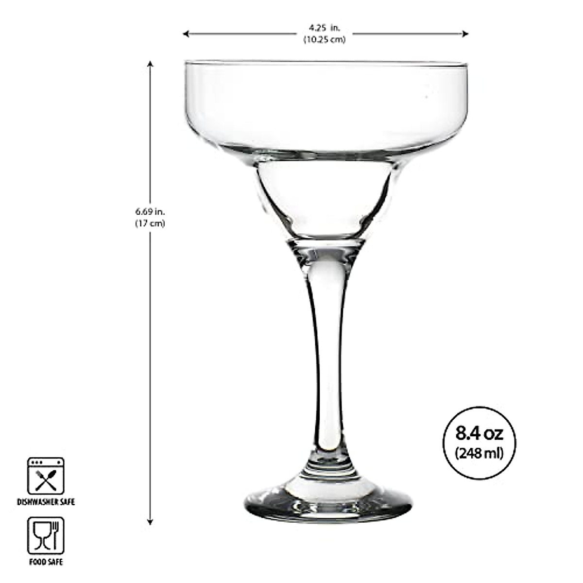Glaver's Basic Set Of 4 10 oz. Margarita Glasses for Cocktails, Water, Wine, Juice, Dessert, and Everyday Use Crystal Clear Classic Glasses, Dishwasher safe
