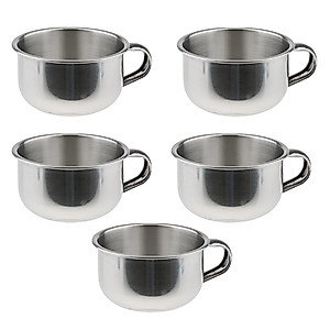 Baosity 5 Pc Durable Stainless Steel Mens Barber Shaving Mug Bowl Soap Cup for Brush