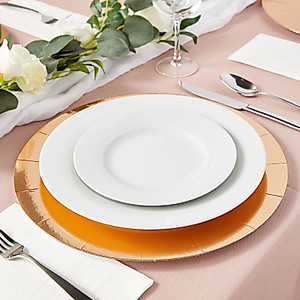 Sparkle and Bash Rose Gold Chargers for Dinner Plates, Birthday Party, Metallic Paper (13 In, 24 Pack)