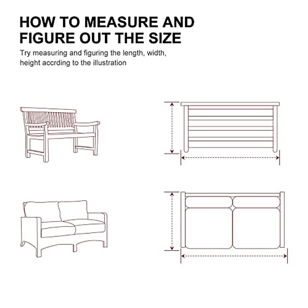 【Upgraded】 Heavy Duty 600D Patio Furniture Sofa Covers, U-COMSO 2-Seater Outdoor Furniture Cover Waterproof for Sofa Loveseat Couch (60" W×34" D×30" H)