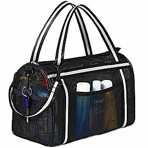 Ligereza Mesh Shower Caddy Basket for College Dorm Room Essentials, Bathroom Accessories, Gym Bathroom, Camping, Multiple Suspension Methods And Large Capacity, Portable Shower Caddy Bag (Black)