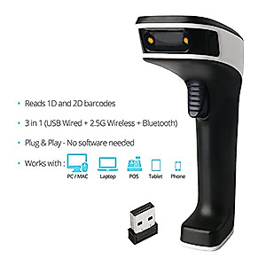ScanAvenger Wireless Barcode Scanner - 1D/2D QR Reader