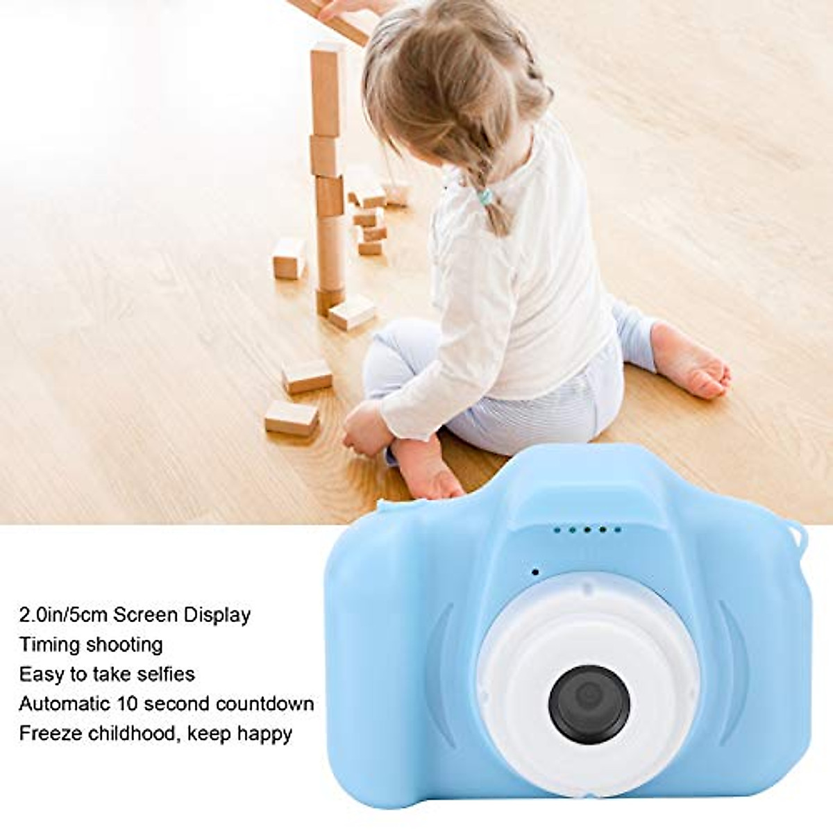 Kids Digital Camera, HD Kids Digital Video Camera, Multifunctional Children's Digital Camera Photo Video with Memory Card Mini Gift (Blue 32GB)