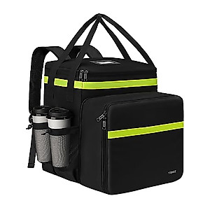 Ytonet Food Delivery Backpack, Expandable Insulated Food Delivery Bag for Delivery Bike, Large Waterproof Pizza Bags For Delivery Keeping Hot Cold with Reflective Strip, 3 Internal Holders, 4 Mesh Pockets for Uber Eat, Outdoors, Doordash, Black
