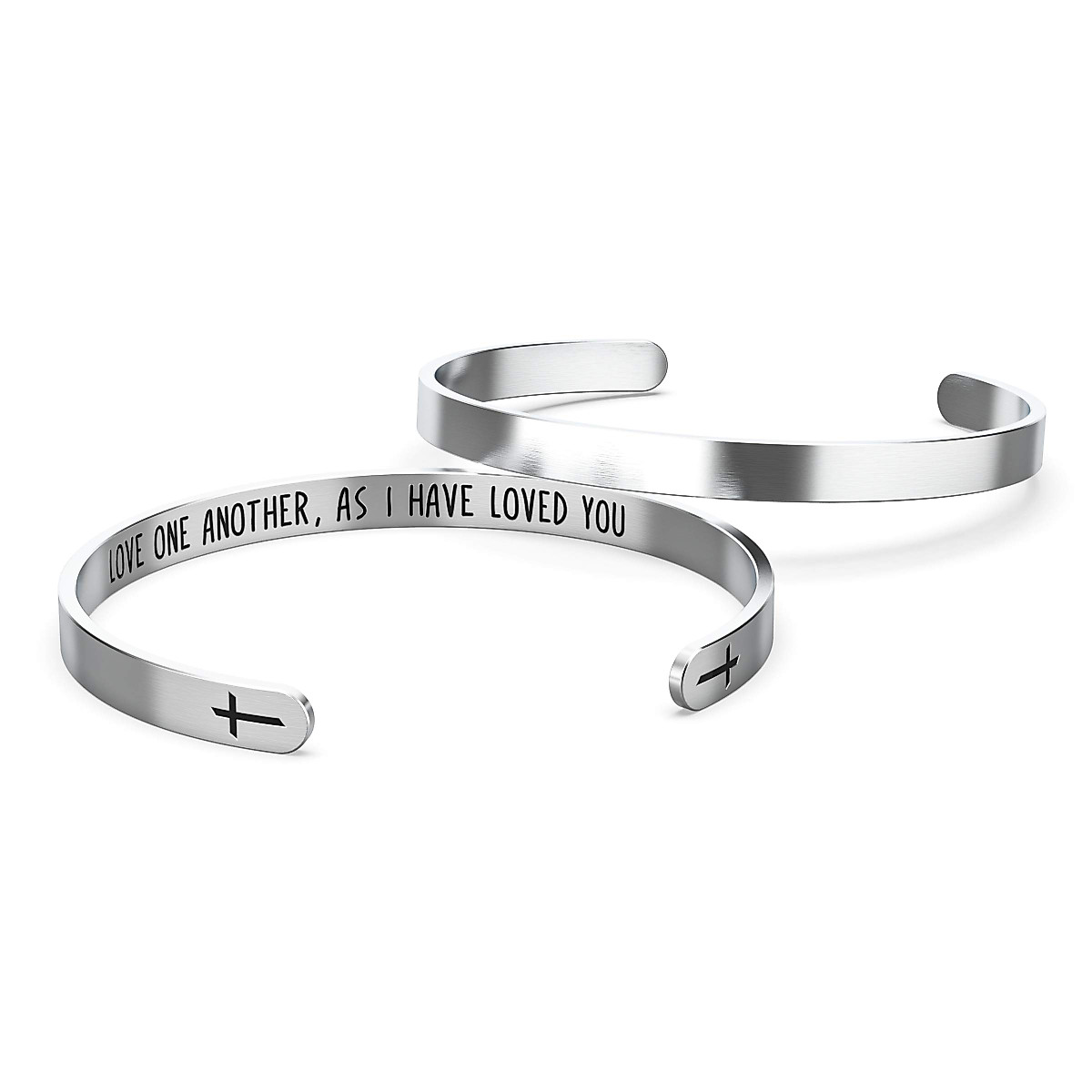 Happy Kisses Love One Another As I Have Loved You Cross Bracelet – Religious Bracelet – John 15:12 — Catholic or Christian Women & Girls (Love One Another)