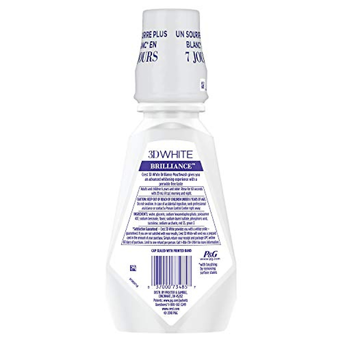 Crest 3D White Brilliance Alcohol Free Whitening Mouthwash, Clean Mint, 16.9 Fluid Ounce