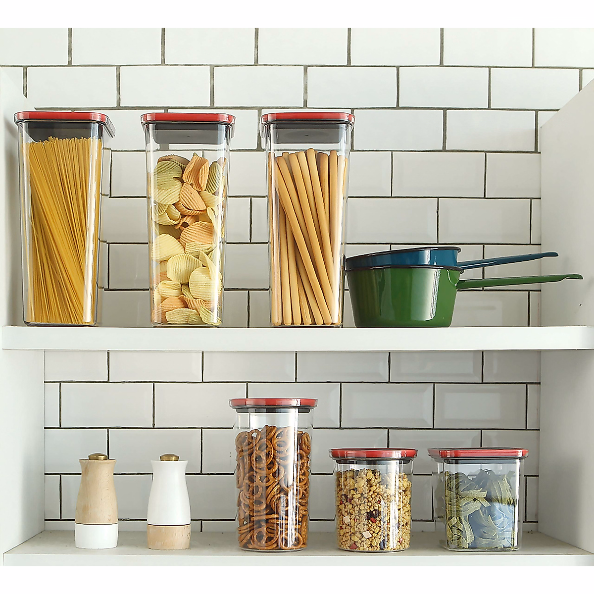 Neoflam Airtight Smart Seal Food Storage Container (Set of 3, Rectangle) | Crystal Clear Body | Modular, Stackable, Nestable Design | Easy to Clean, BPA Free (3.6 L, 121.7 oz)