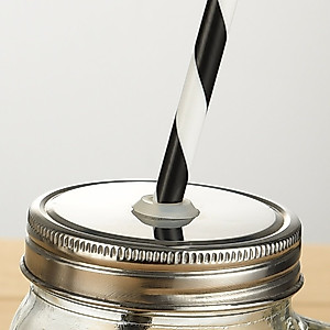 Dakoufish 12 Piece 9 Inch Reusable Plastic Thick Drinking Straws BPA Free Mason Jar Straws Big Stripe (9inch Black)