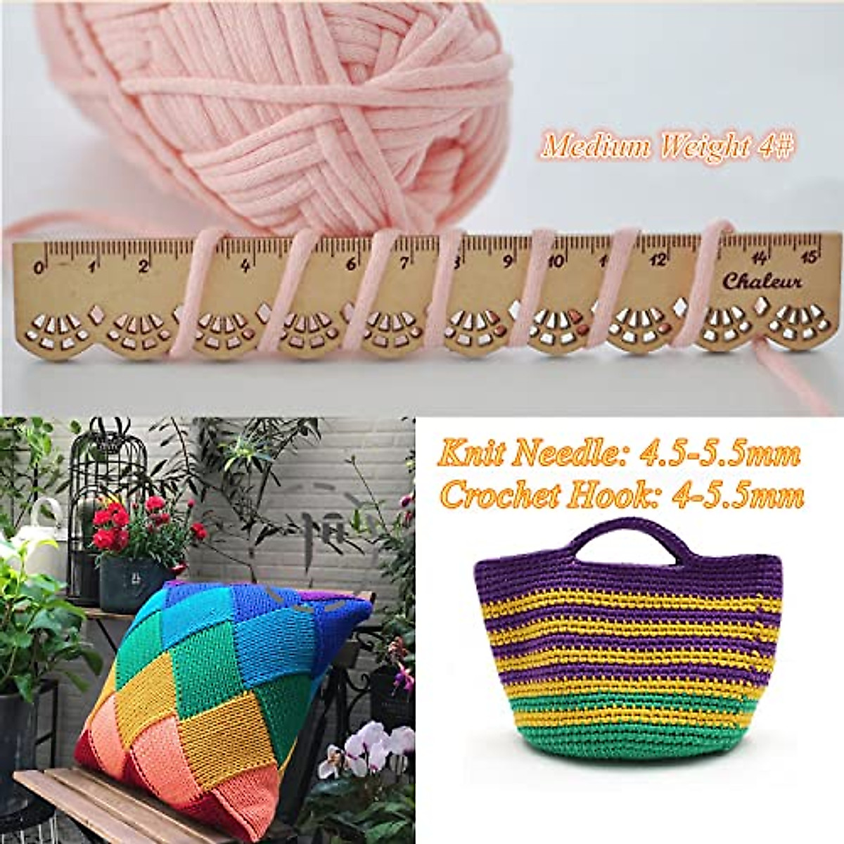 2x50g Easy Yarn for Crocheting and Knitting, Crochet Yarn for Beginners, Easy to See Stiches, Worsted Medium #4 Cotton Nylon Blended Yarn (Blue)