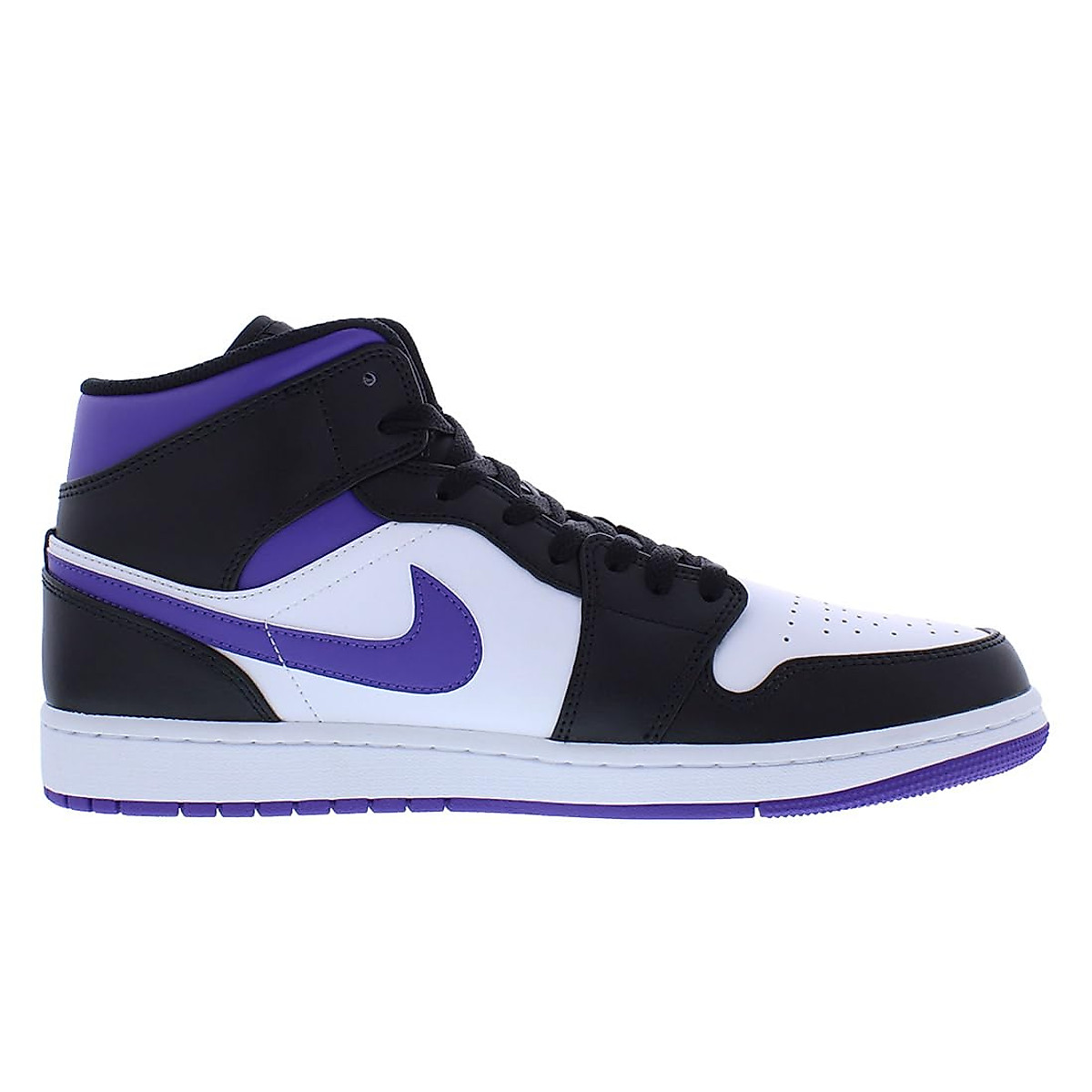 Nike Women's WMNS Air Jordan 1 Mid Trainers, Black Dark Iris White, 11.5 Men