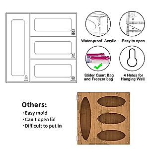 AXISNA Ziplock Bag Storage Organizer, Baggie Bags Drawer Organizer & Plastic Food Storage Bags Holder,Acrylic Baggie Organizer,Compatible with Gallon, Quart, Sandwich, Snap, Freezer, Slider Bags (Clear)