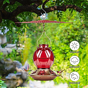11.2" Metal Bird Feeder Rain Guard, Red Dome Shield Cover Umbrella Shade for Hummingbird Oriole Feeder, Squirrel Baffles for Bird Feeders