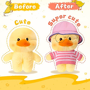 6 Pcs 12 Inch Duck Stuffed Animals Clothes Duck Clothes Accessories Include Cute Clothes Glasses Hat Kawaii Plush Doll Clothes for Ducks Dress up DIY Gift(Lovely Style)