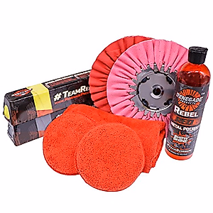 Renegade Products Stainless Polishing Mini Kit Complete with Buffing Wheels, Buffing Compounds, Microfibers & Rebel Red Liquid Hand Polish