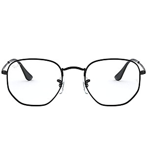 Ray-Ban RX6448 Hexagonal Prescription Eyeglass Frames, Black/Demo Lens, 54 mm