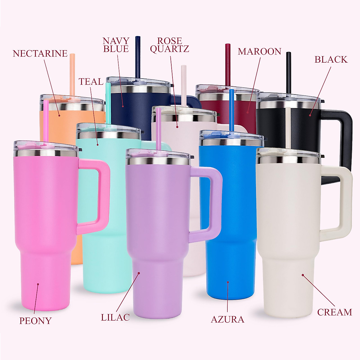 Mothers Day Gifts for Grandma, Personalized Grandma's Garden 40 Oz Tumbler with Birth Flowers, Nana's Tumbler 10 Colors - Up to 6 Flowers, Engraved Stainless Steel Travel Mug with Handle and Straw